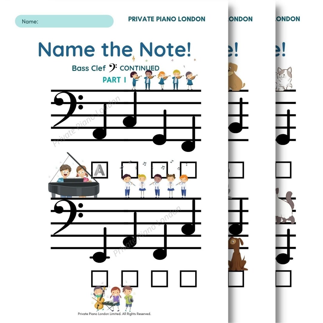 Music Theory for Children - Name the Note! Bass Clef CONTINUED (5 ...
