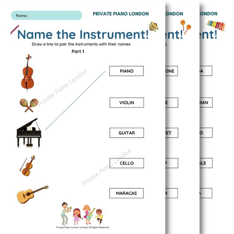Music Theory for Children - Name the Instrument! (5 Worksheets) - Etsy