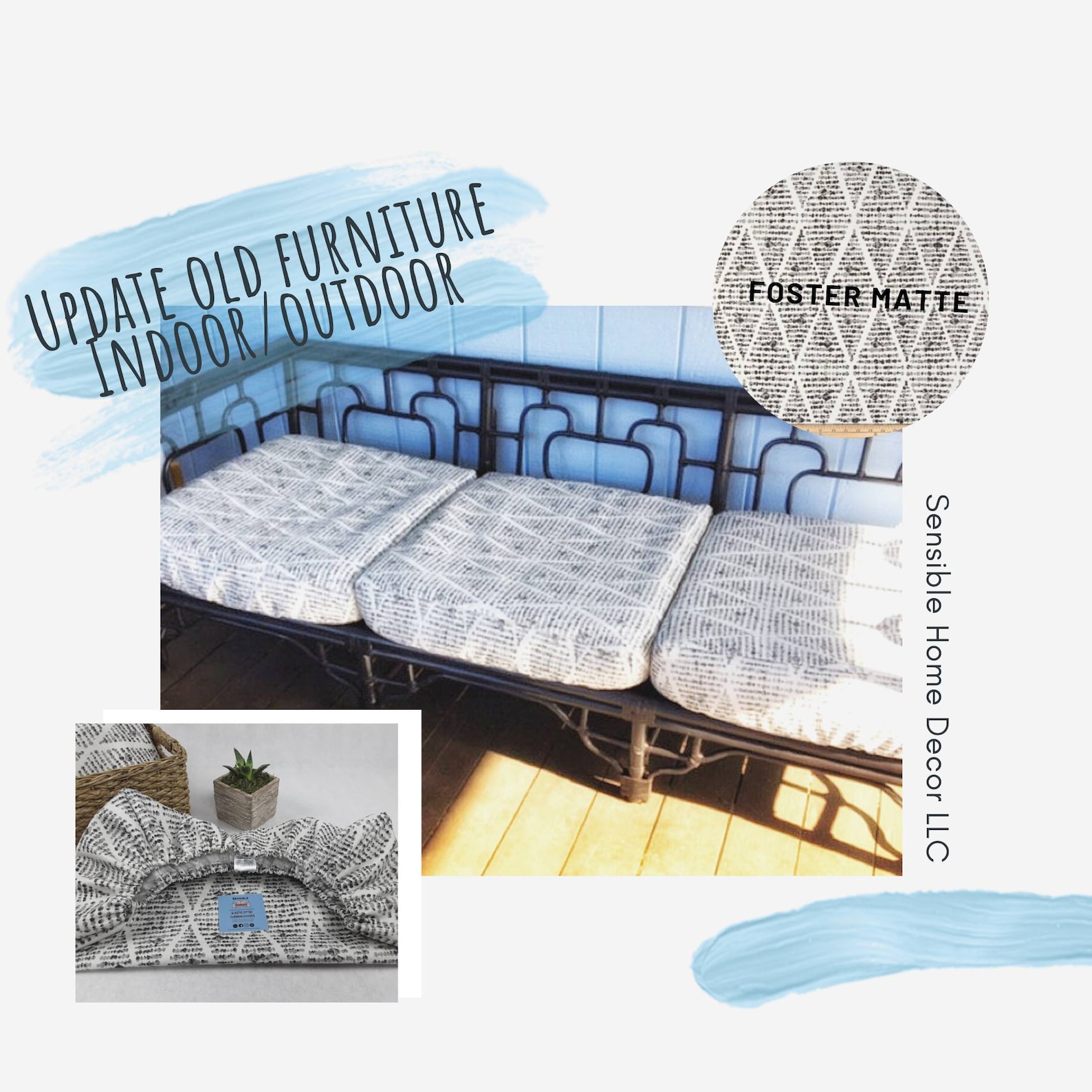 Water Resistant Elastic Protective Cushion Cover - Indoor/outdoor ...