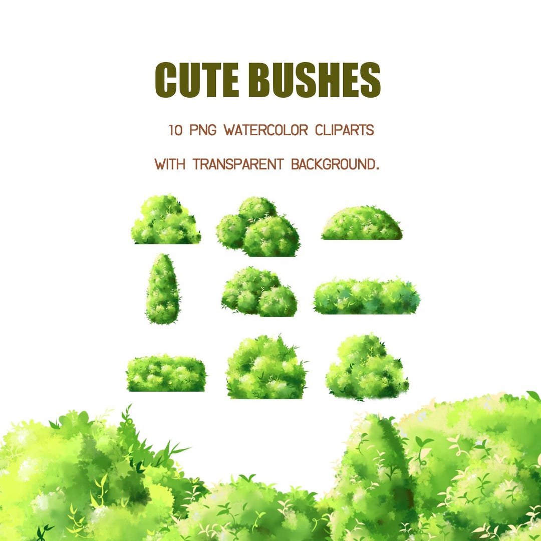 Cute Bushes Png Clipart, Shrub Digital Greenery Clipart, Plant ...
