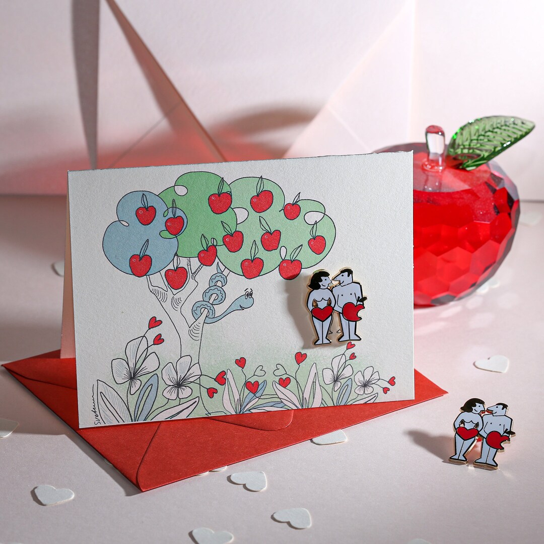 Love Card | Hard Enamel Pin | ADAM EVE | Gift | Wedding Gift | Lapel ...
