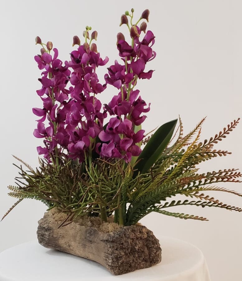 Artificial Orchids Centerpiece in Resin Pot Simulating a - Etsy