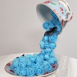 Floating Teacup Waterfall Pouring Foam Flowers Gift Home Décor Tea ...