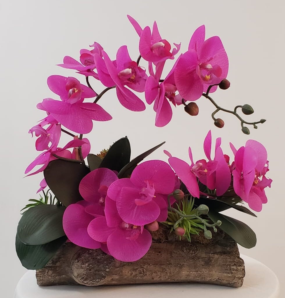 Artificial Orchids Centerpiece in Resin Pot Simulating a - Etsy