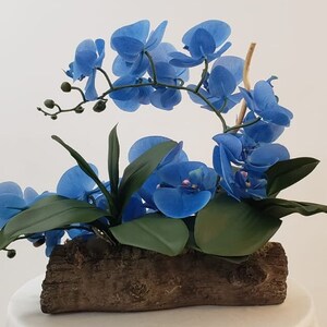 Artificial Orchids Centerpiece in Resin Pot Simulating a Branch of a ...