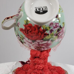 Floating Teacup Waterfall Pouring Foam Flowers Gift Home Décor Tea ...