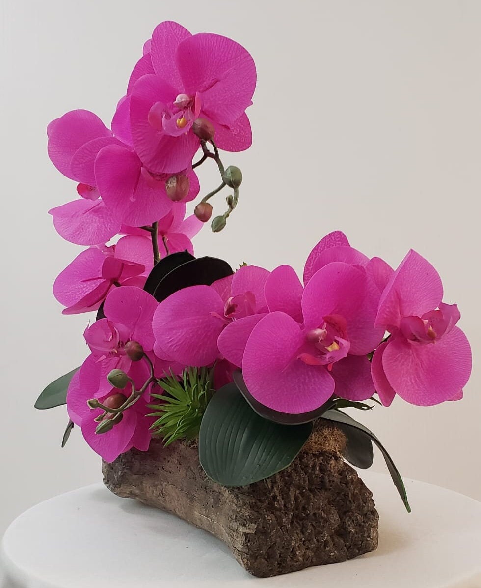 Artificial Orchids Centerpiece in Resin Pot Simulating a - Etsy