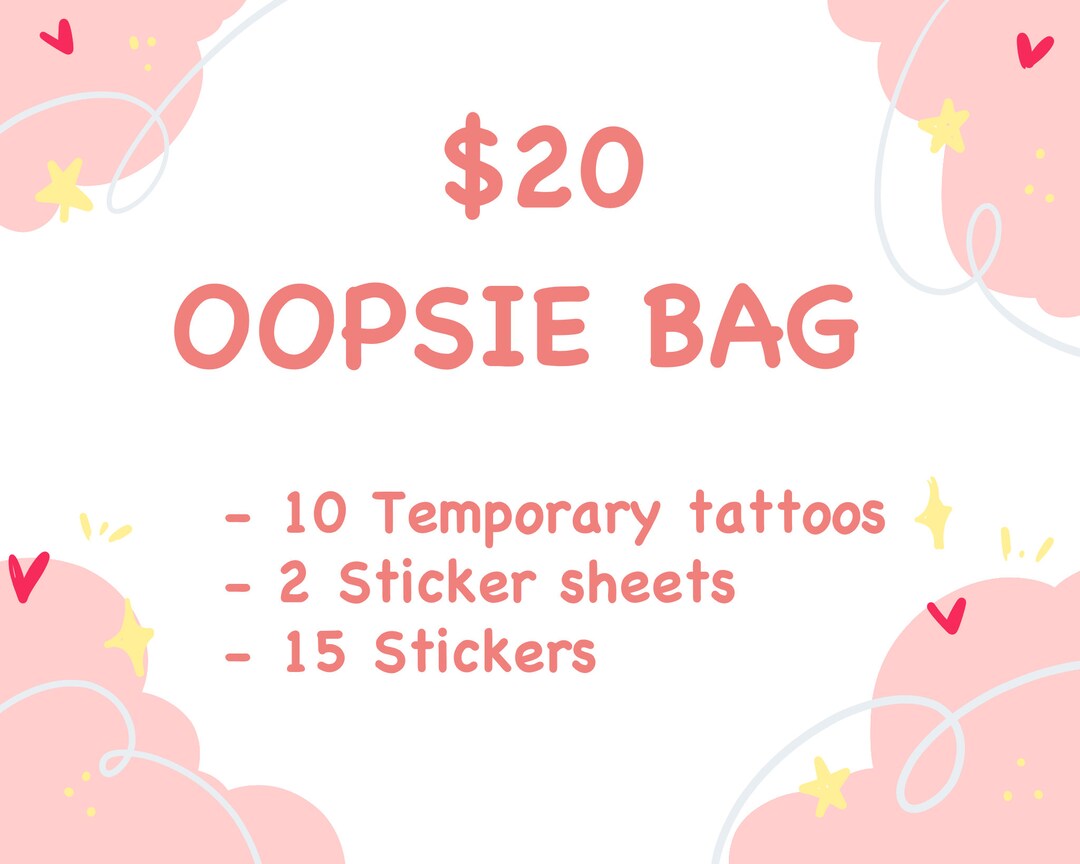Oopsie Bag Temporary Tattoos Sticker Sheets Stickers - Etsy