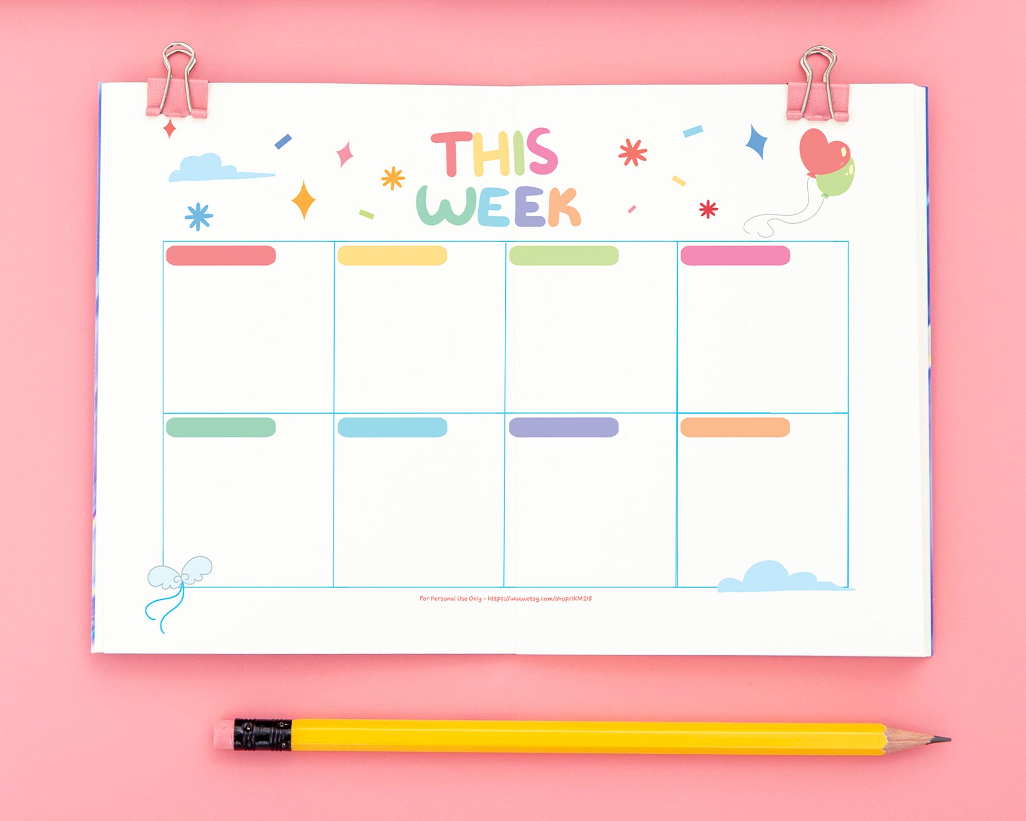 Rainbow Sky Open Printable Calendar / Weekly Calendar / Wall - Etsy