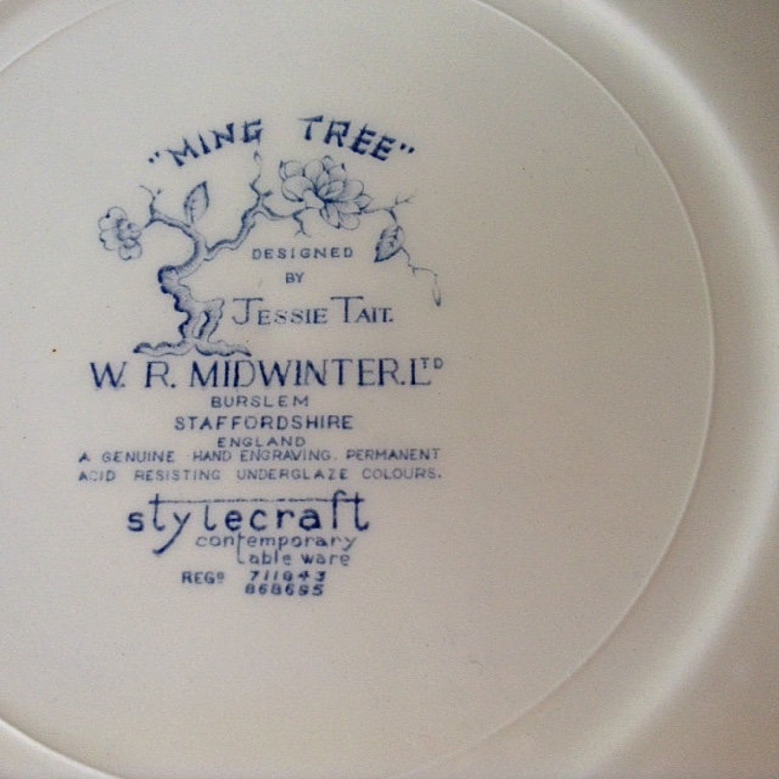 1950s Rare MIDWINTER ' Ming Tree' Dinner Plate Designed by Jessie Tait ...