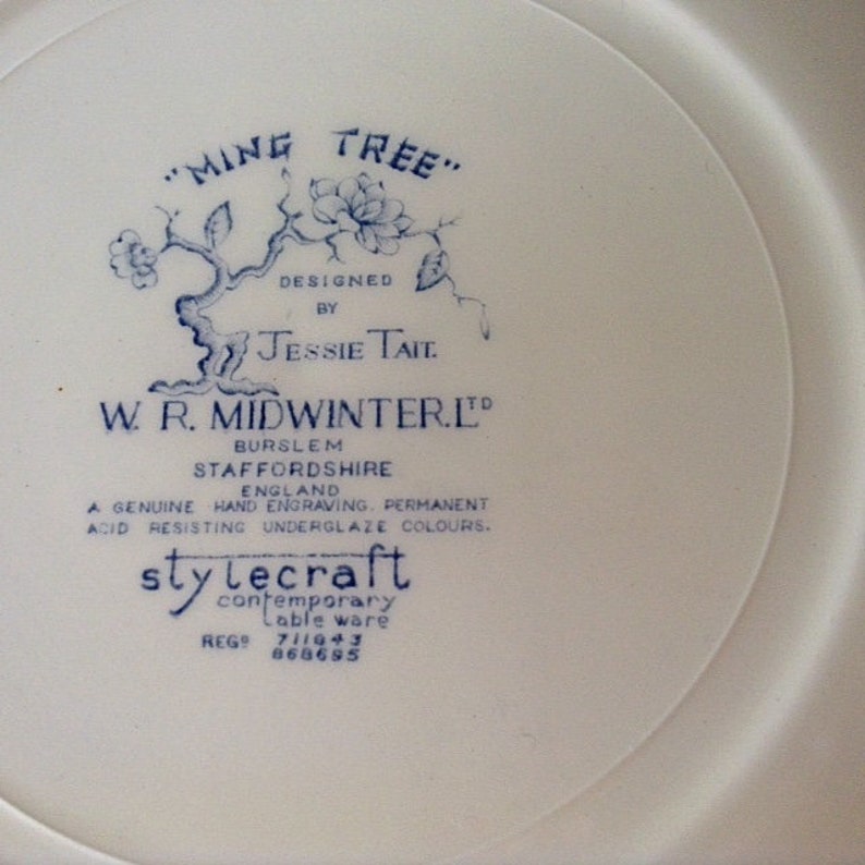 1950s Rare MIDWINTER ' Ming Tree' Dinner Plate Designed by Jessie Tait ...