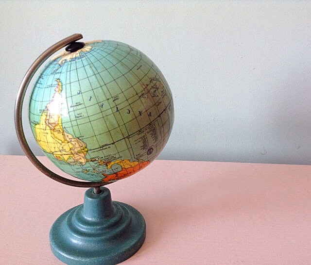 Miniature 1971 Paper Globe Terrestrial Globe by Brasov, Intreprinderea ...