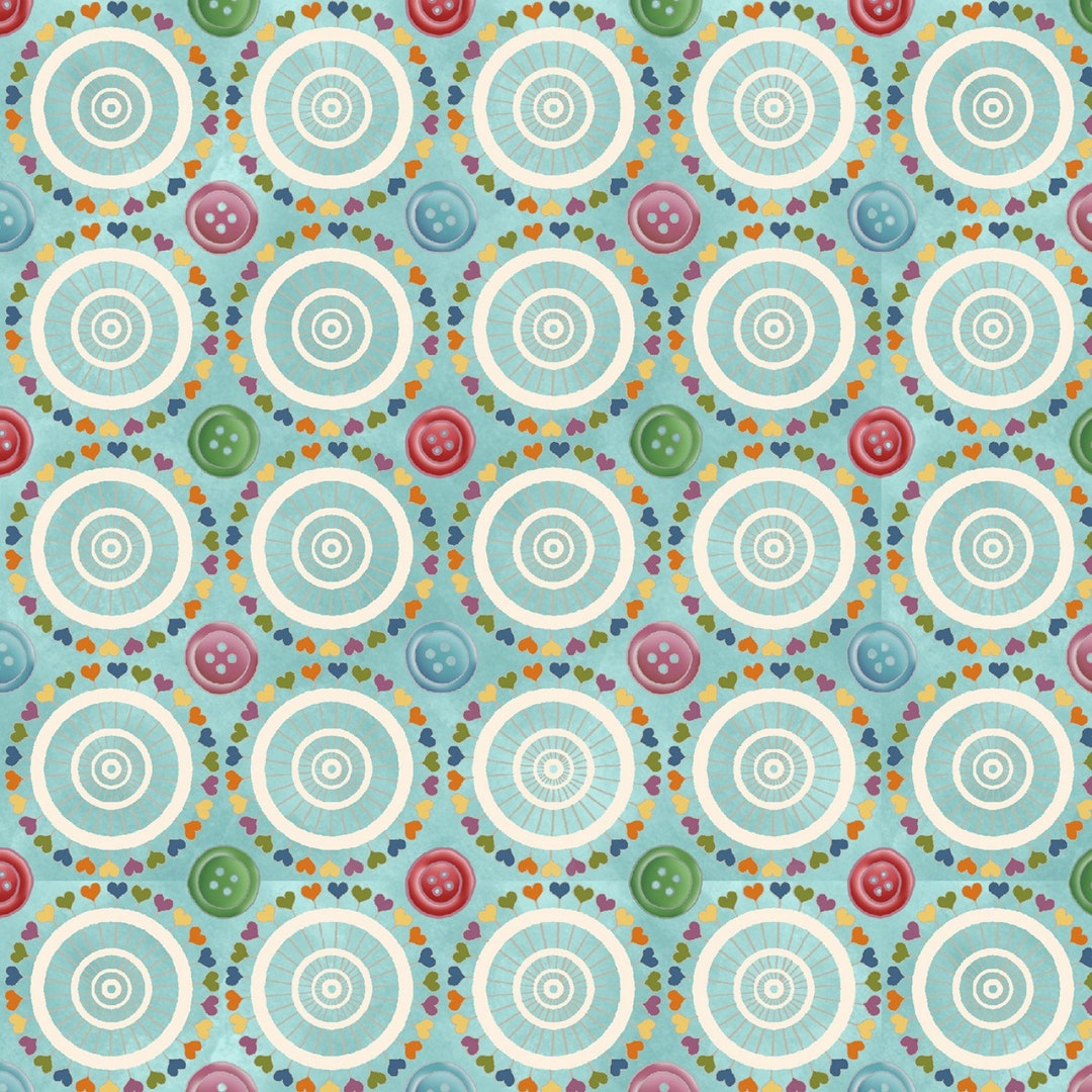 Sew Let's Stitch Light Blue Sewing Pinwheels Fabric Designed by Sandy ...