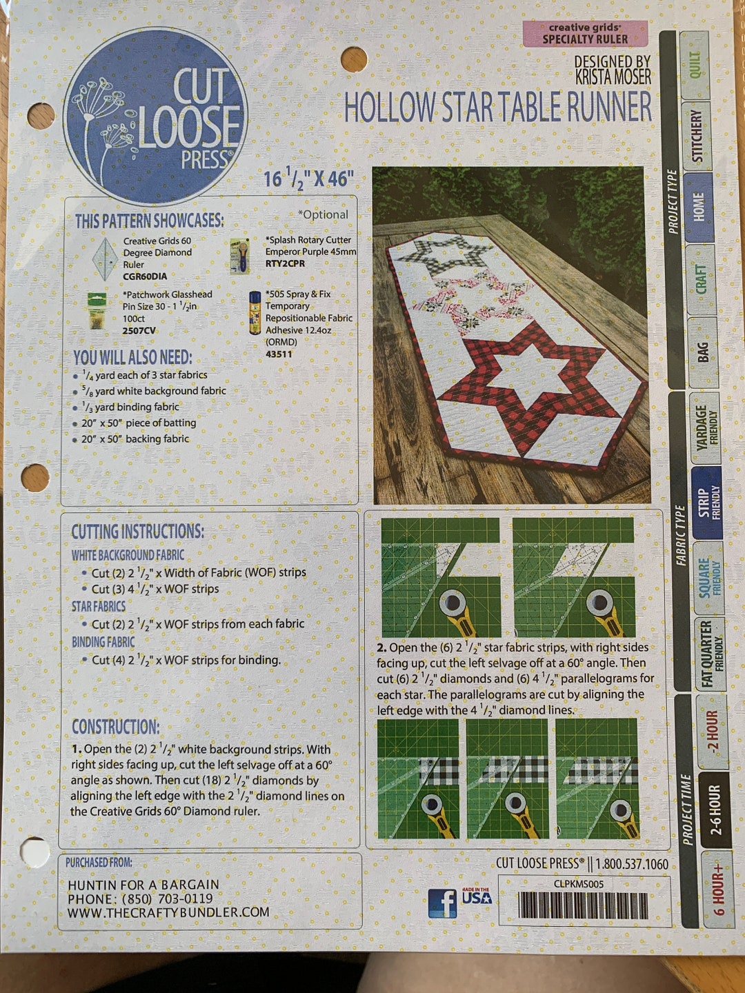 Hollow Star Table Runner Designed by Krista Moser for Cut Loose Press ...