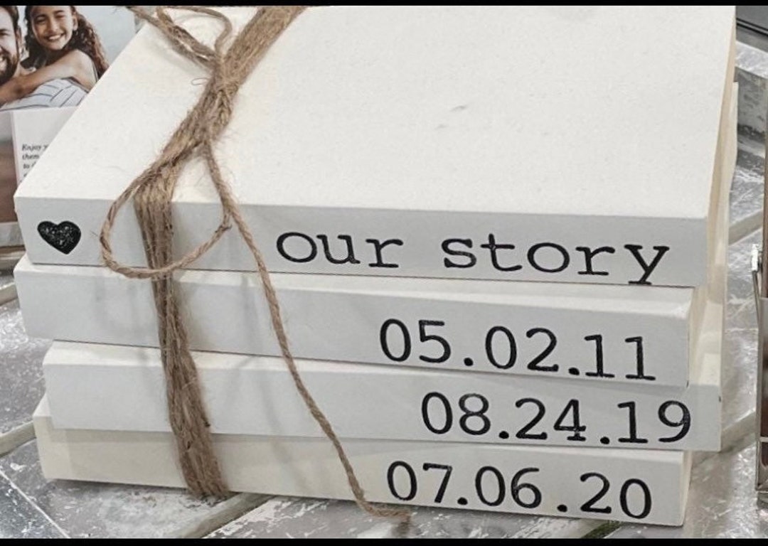 Hand Stamped Book Stack, Stamped Books, Painted Books, Decorative Books ...