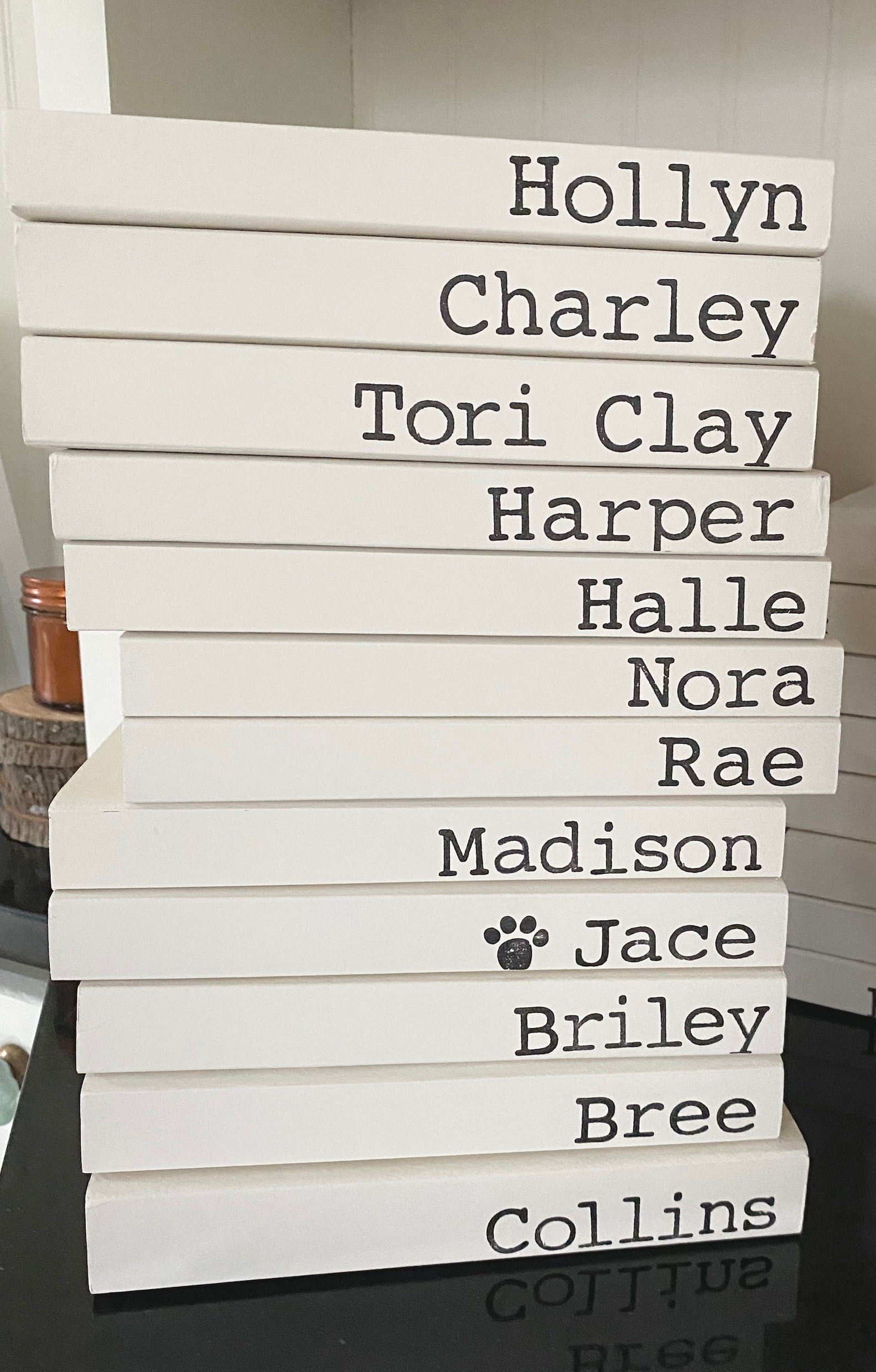 Hand stamped book stack stamped books painted books | Etsy