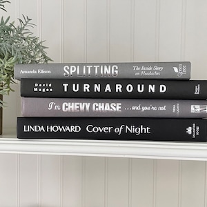 Book Decor, Black Light + Dark Gray Decorative Books, Bookshelf Decor ...