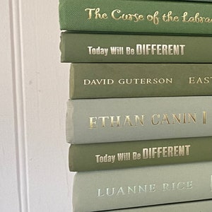 Earth Tone Books of Sage and Olive Green Books, Book Decor, Staging ...