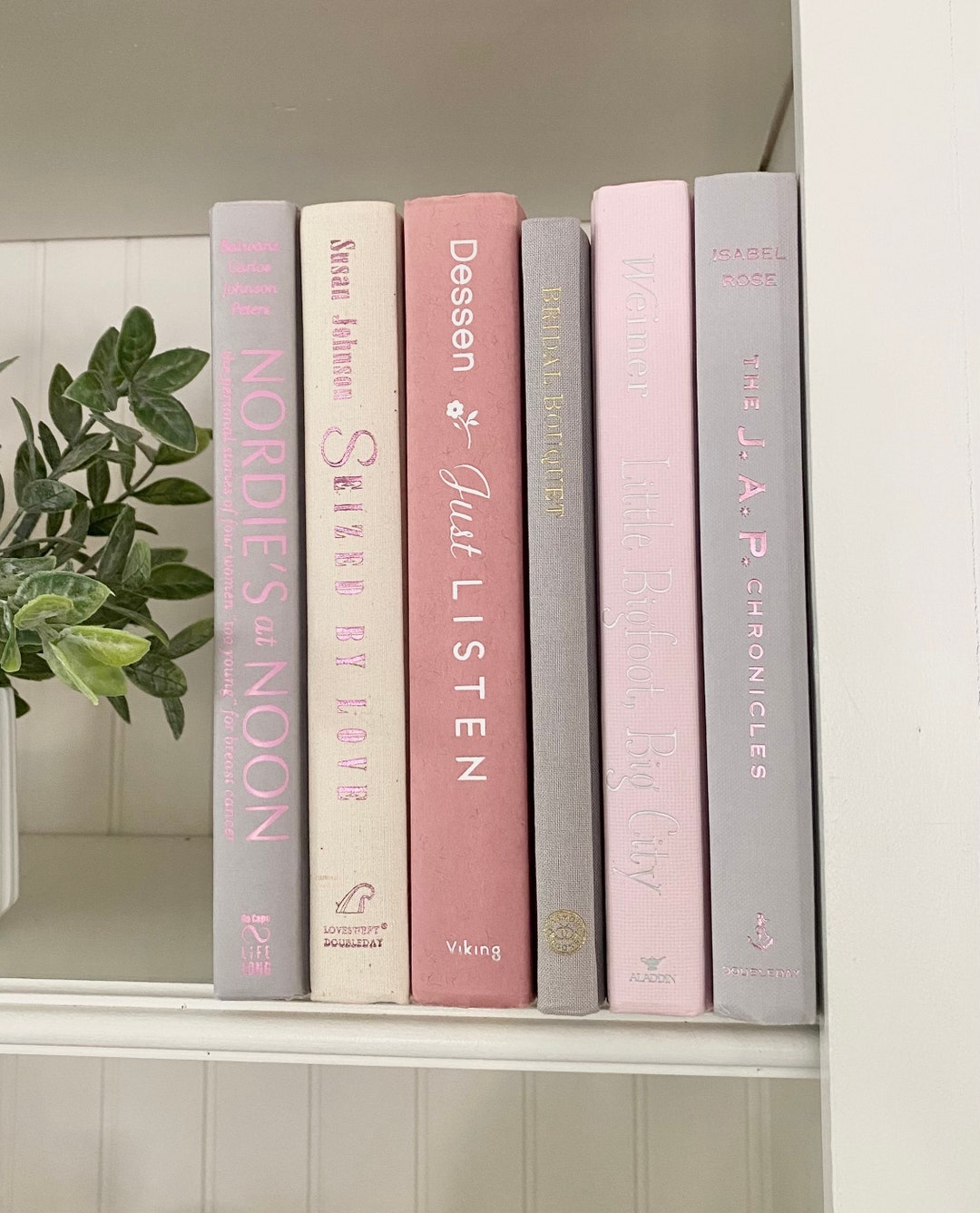 Pretty Gray White and Pink Book, Nursery Decor, Kids Room Decor ...