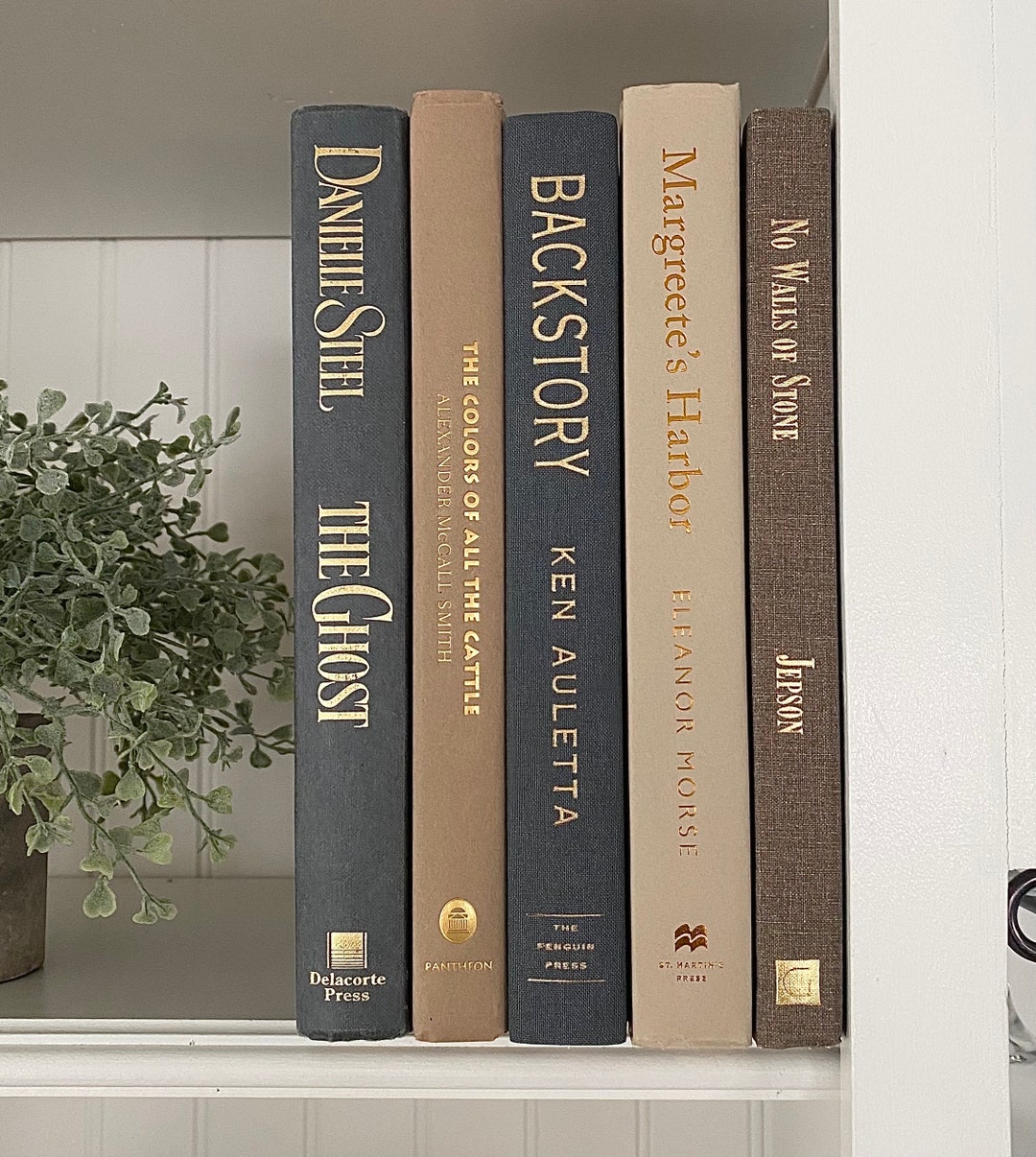 Dark Neutral Book Decor for Home Staging, Home Decor for Bookshelf ...