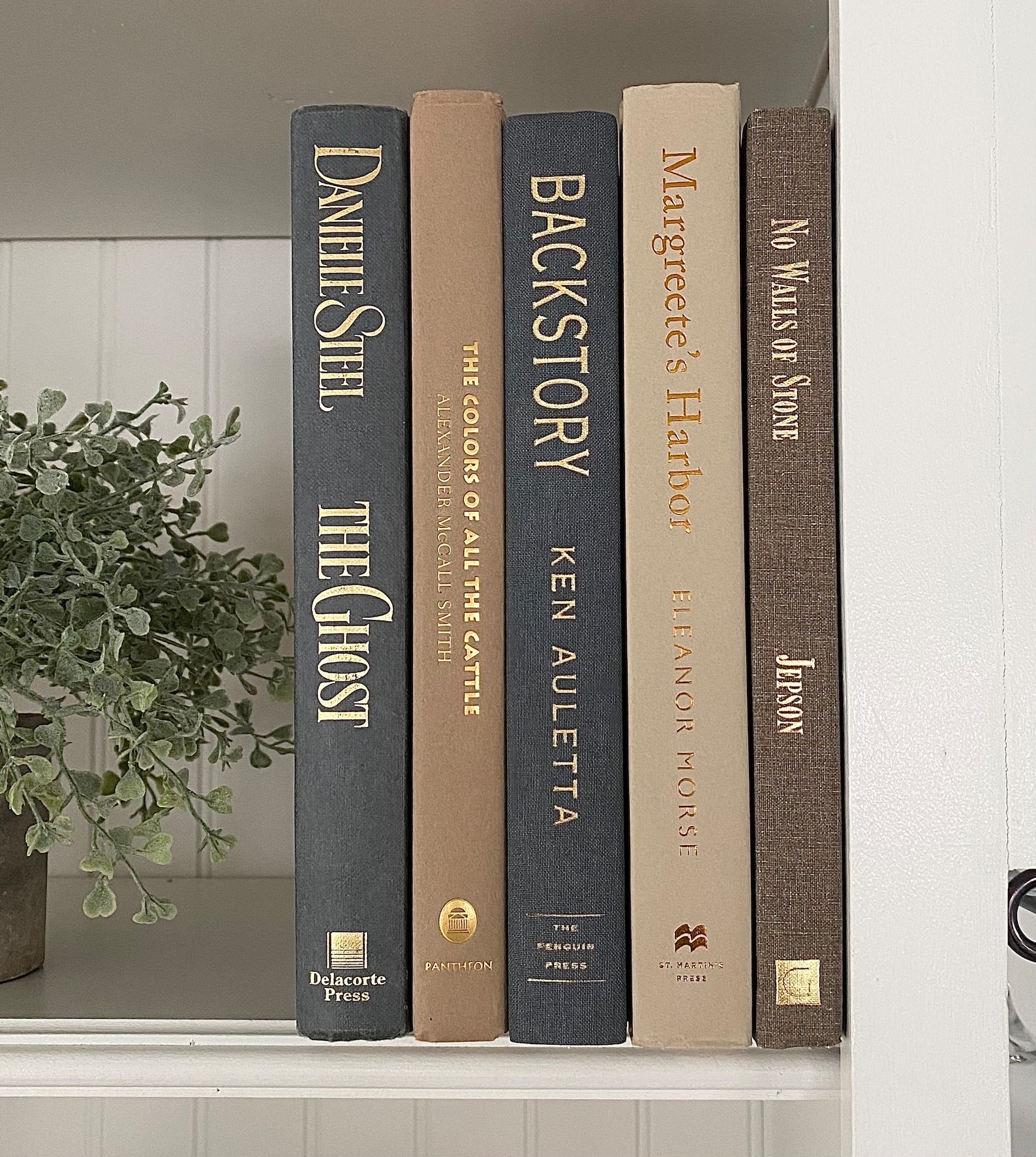 Neutral Book Decor, Dark Tone Books for Bookshelf Styling, Shades of ...