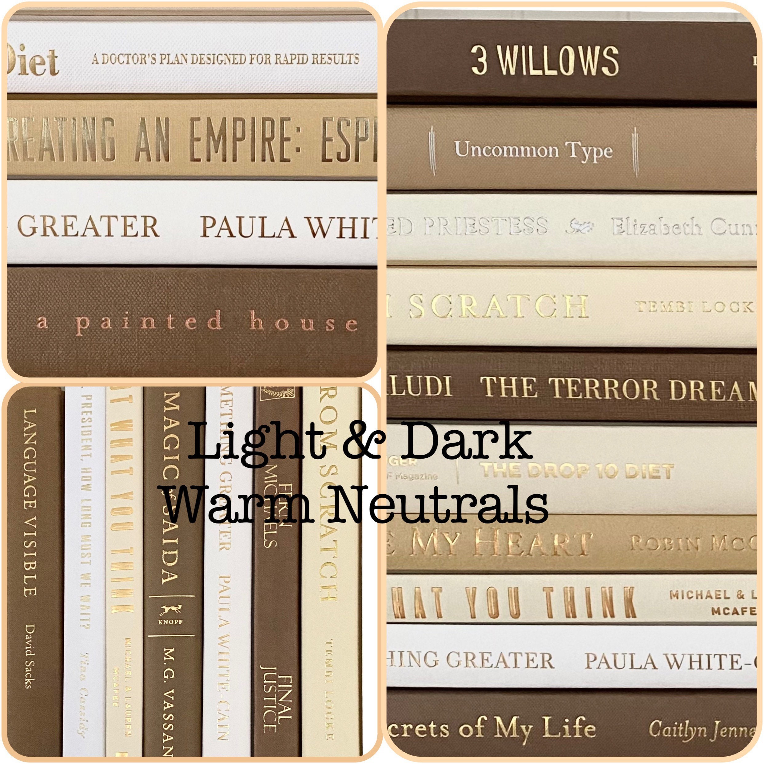 Decorative Book Set: Neutral Hues, Bookshelf Decor, Choose Books by ...