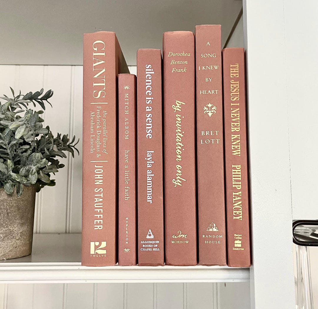 Rose Gold Books, Light Dusty Pink Decor, Pink Bedroom Book Decor, Home ...