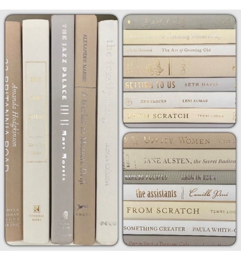 Decorative Book Set: Neutral Hues, Bookshelf Decor, Choose Books by ...