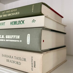 Earth Tone Book Stack, Sage Green Beige Cream Book, Cottage Core ...