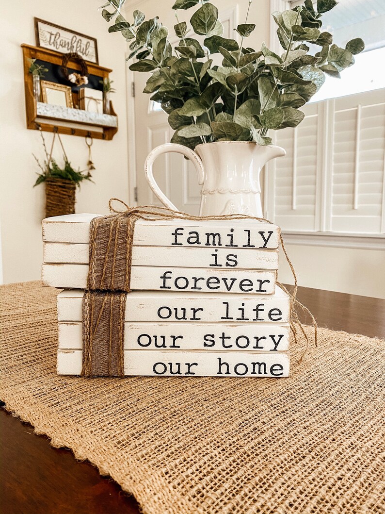 Farmhouse Book Decor / Hand Stamped / Real Books / Painted - Etsy