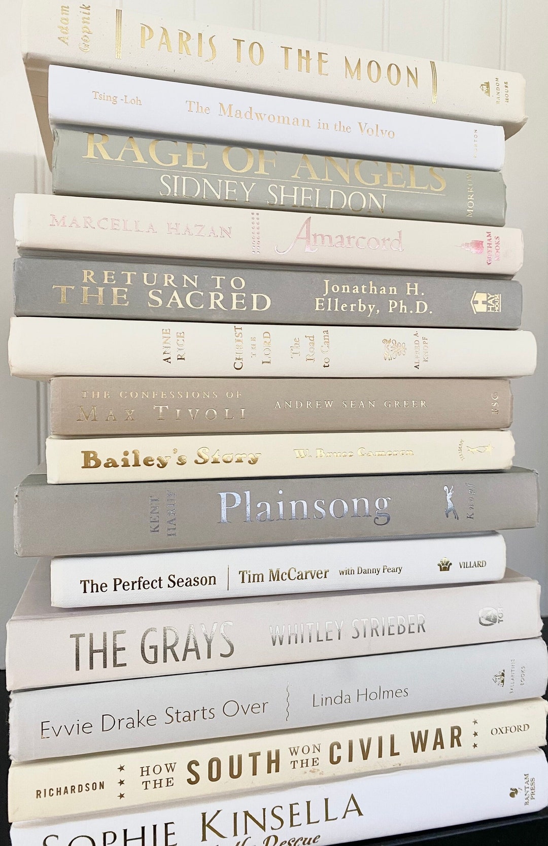 Books in Neutral Shades for Home Bookshelf, Home Office Book Decor ...