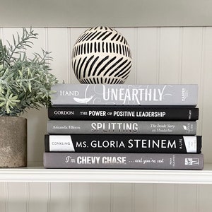 Book Decor, Black Light + Dark Gray Decorative Books, Bookshelf Decor ...