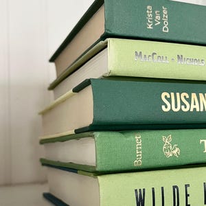 Decorative Book, Shades of Green Books for Decor, Bookshelf Staging ...