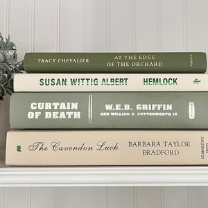 Earth Tone Book Stack, Sage Green Beige Cream Book, Cottage Core ...