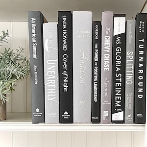 Book Decor, Black Light + Dark Gray Decorative Books, Bookshelf Decor ...