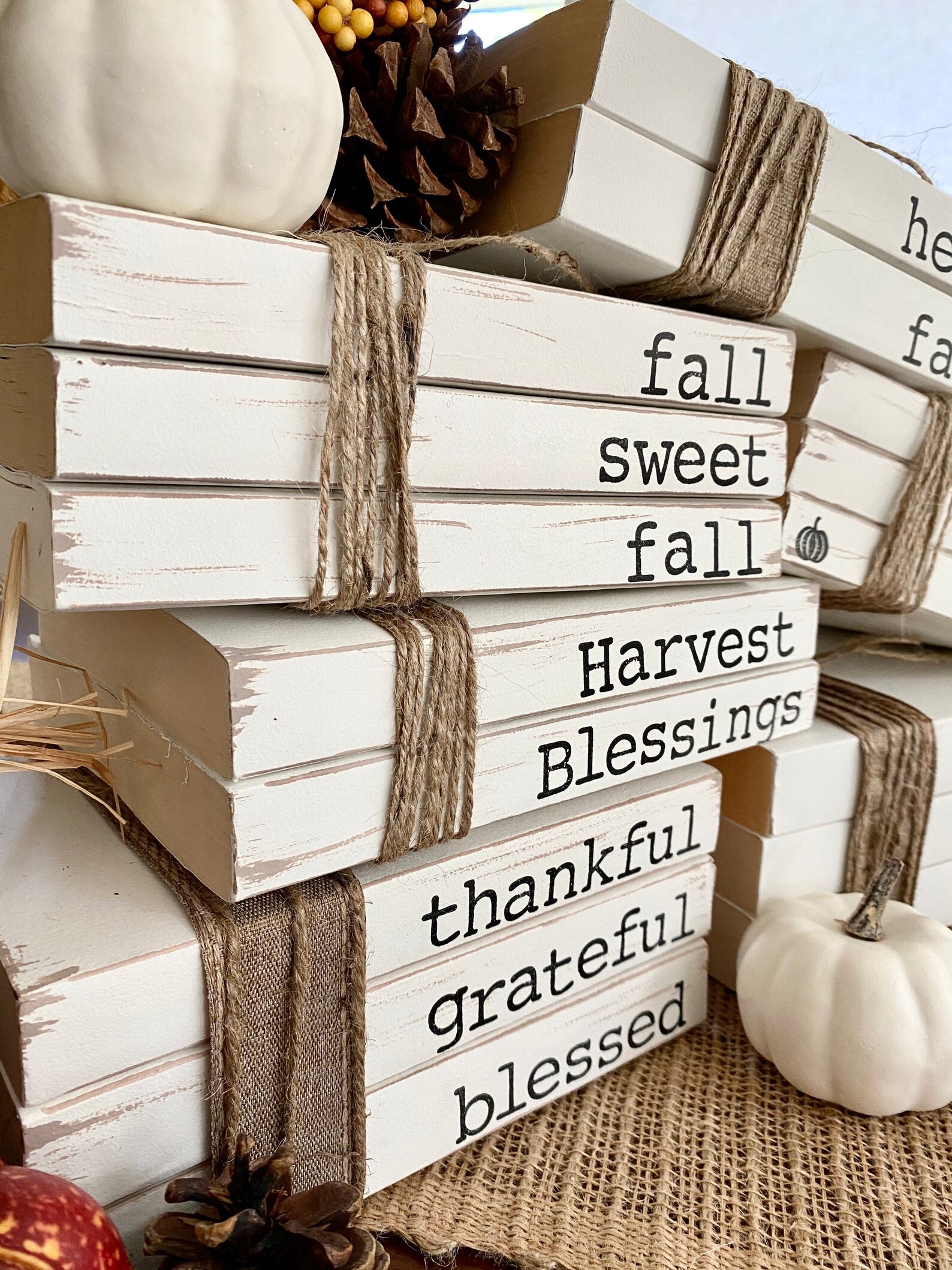 Fall Decor/book Stack/book Bundle/stamped Books/farmhouse Books/painted ...