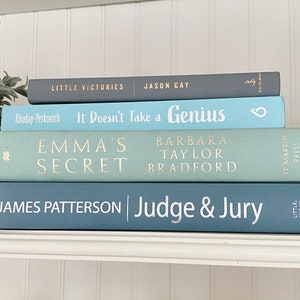 Aqua & Teal Decorative Book Stack: Bookshelf Decor - Etsy