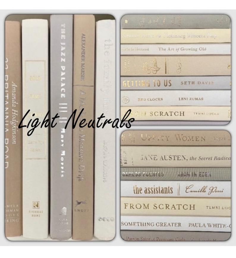 Decorative Book Set: Neutral Hues, Bookshelf Decor, Choose Books by ...