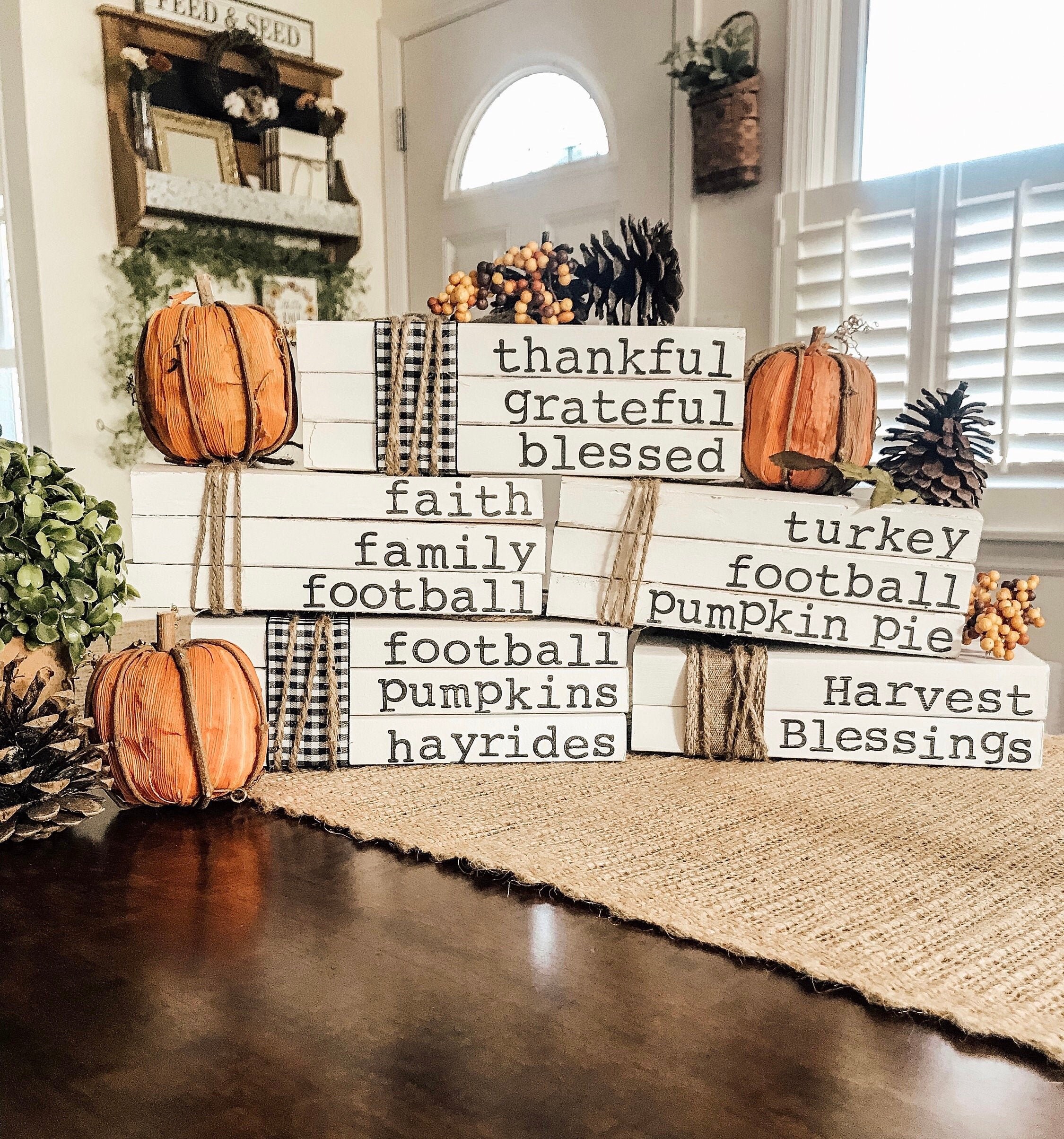 Fall Decor Fall Stamped Books Autumn Decor Decorative - Etsy