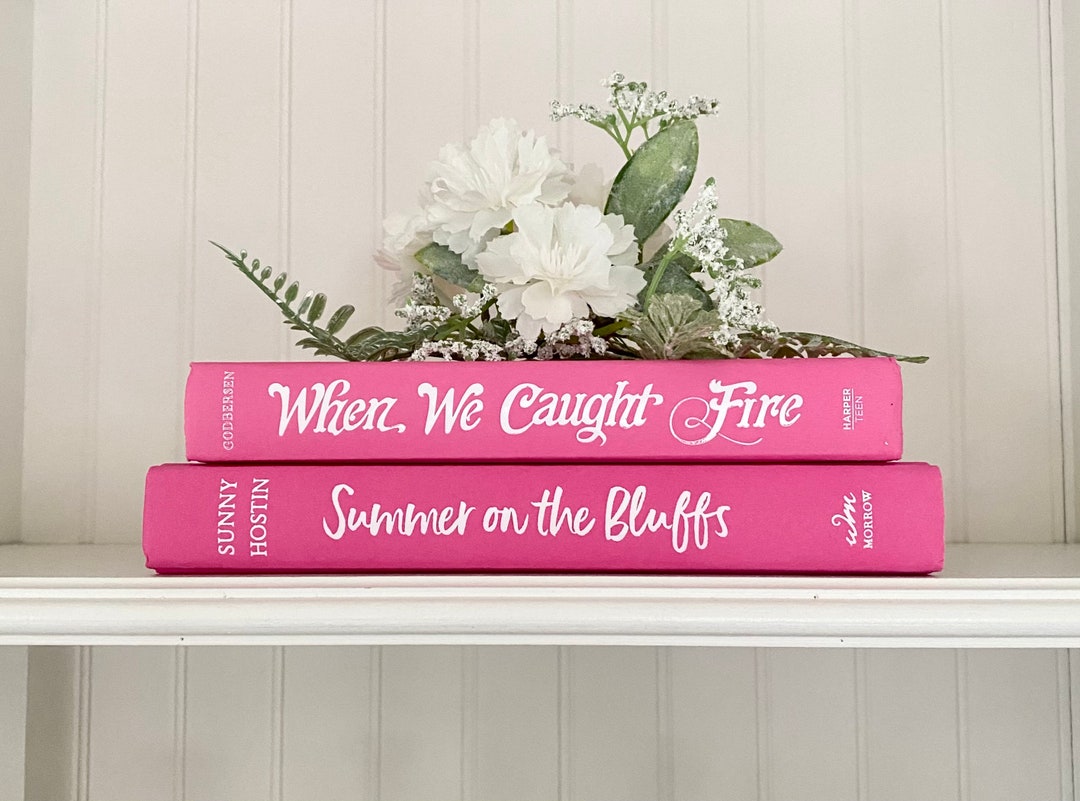 Stack of 2 Bright Pink Books, Pink Decor, Decorative Book, Book Decor ...