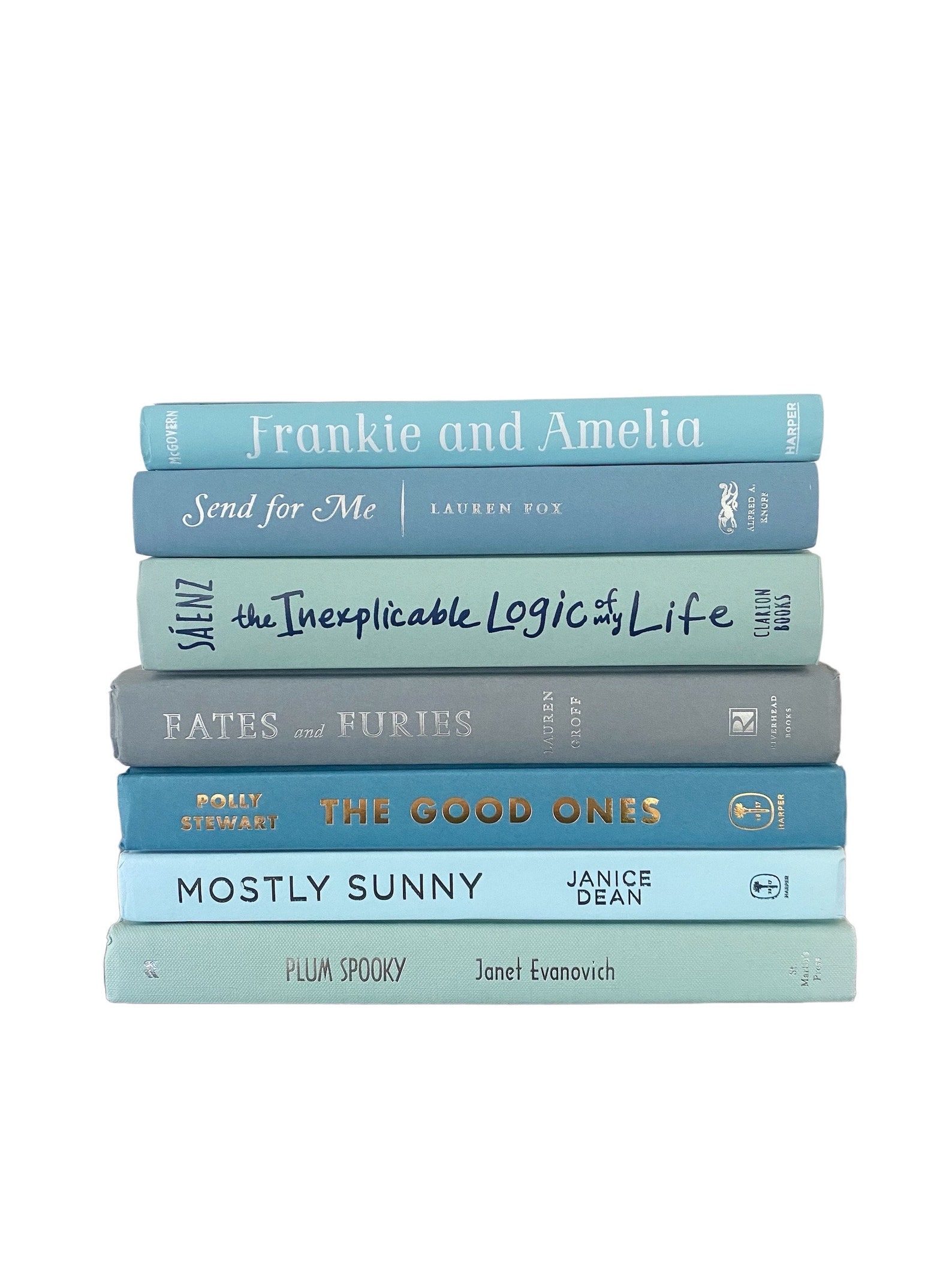 Beachy Blue Bookshelf Decor: Shades of Blue Books for Home Office ...