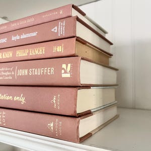 Rose Gold Books, Light Dusty Pink Decor, Pink Bedroom Book Decor, Home ...