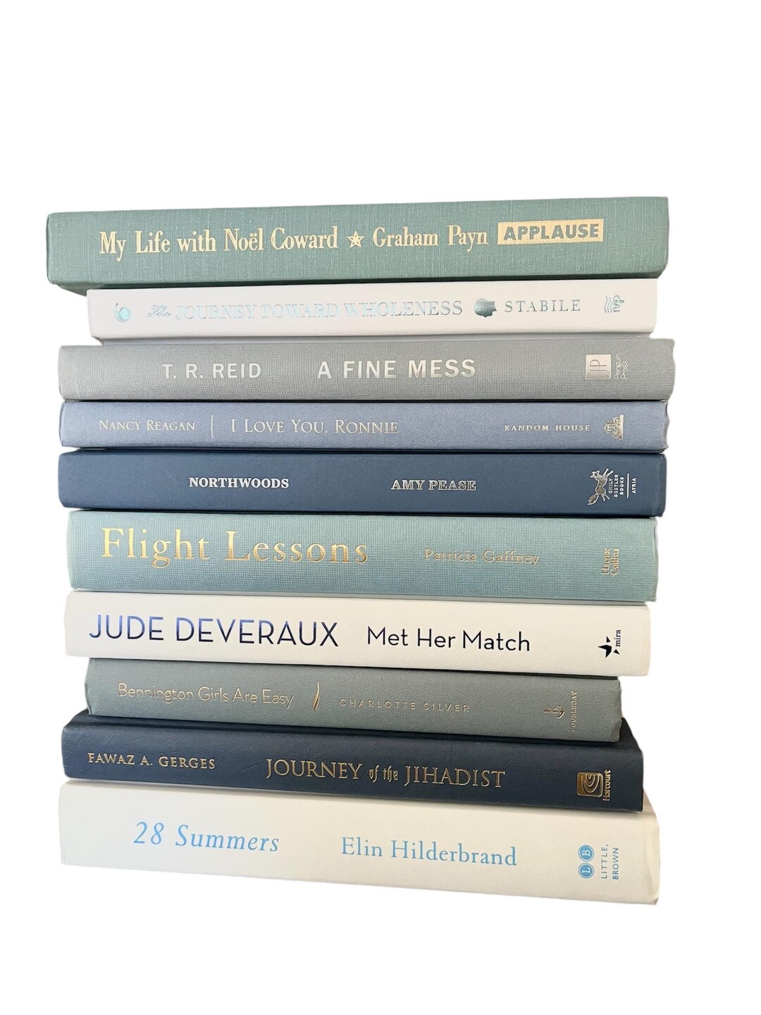 Shades of Blue Books, Blue Kitchen Office Table Decor, Gray Navy French ...