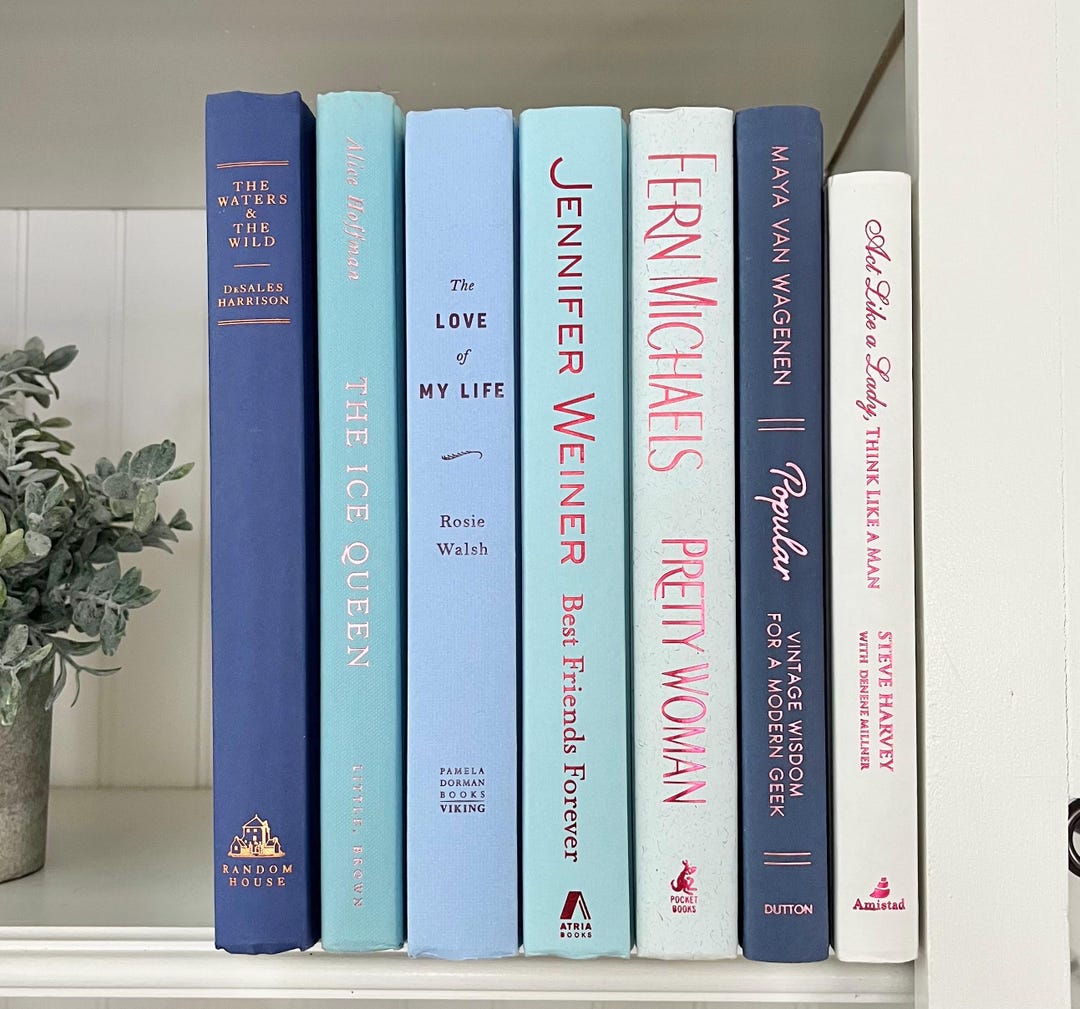 Blue Decorative Book Set: Bookshelf Display, Girls Pink and Blue ...