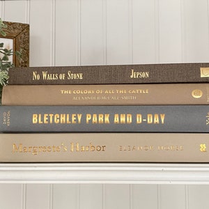 Neutral Book Decor, Dark Tone Books for Bookshelf Styling, Shades of ...
