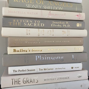 Books in Neutral Shades for Home Bookshelf, Home Office Book Decor ...