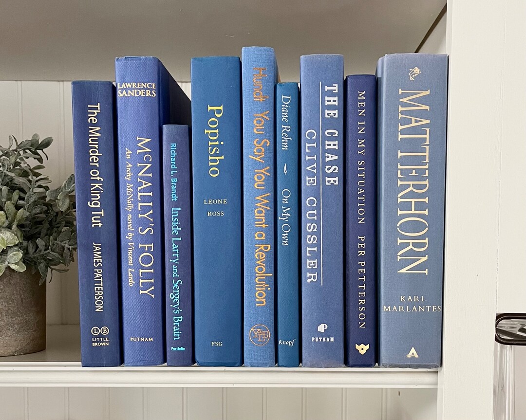 Shades of Blue Books for Bookshelf, Coastal Decorative Book, Book ...
