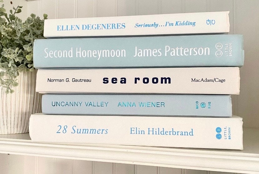 Lake Beach Costal Bookshelf Decor, Coastal Book Decor, Beachy Neutral ...
