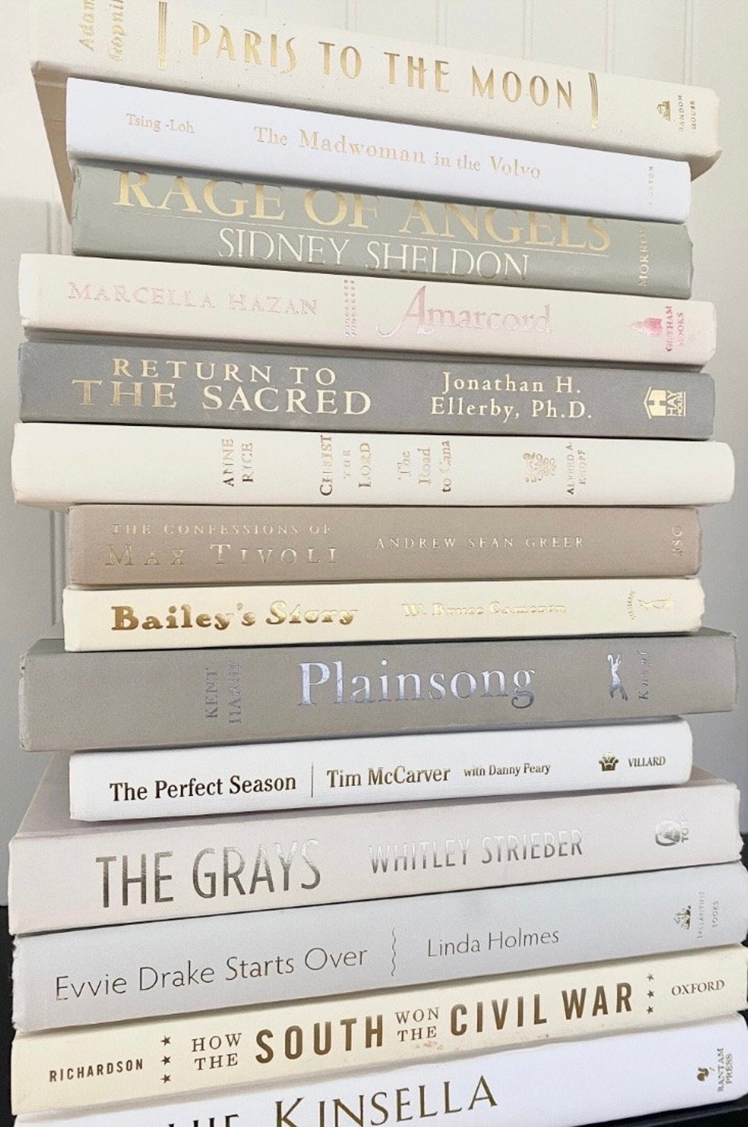 Neutral Book Decor, Book Shades For, Bookshelf Living Room Bedroom ...