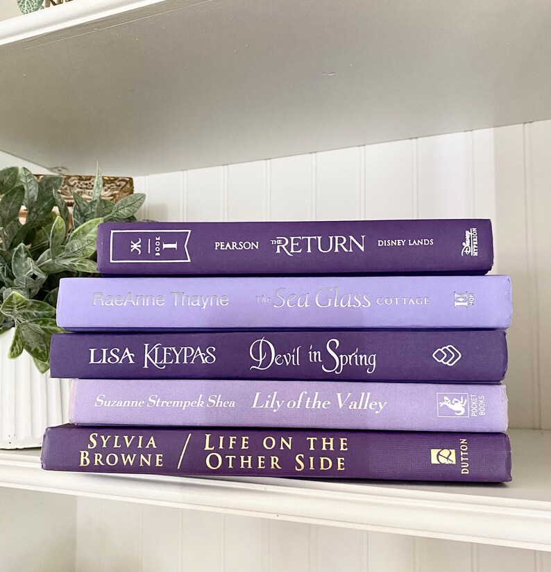 Purple Books Lavender Decor Decorative Books Book Stack - Etsy
